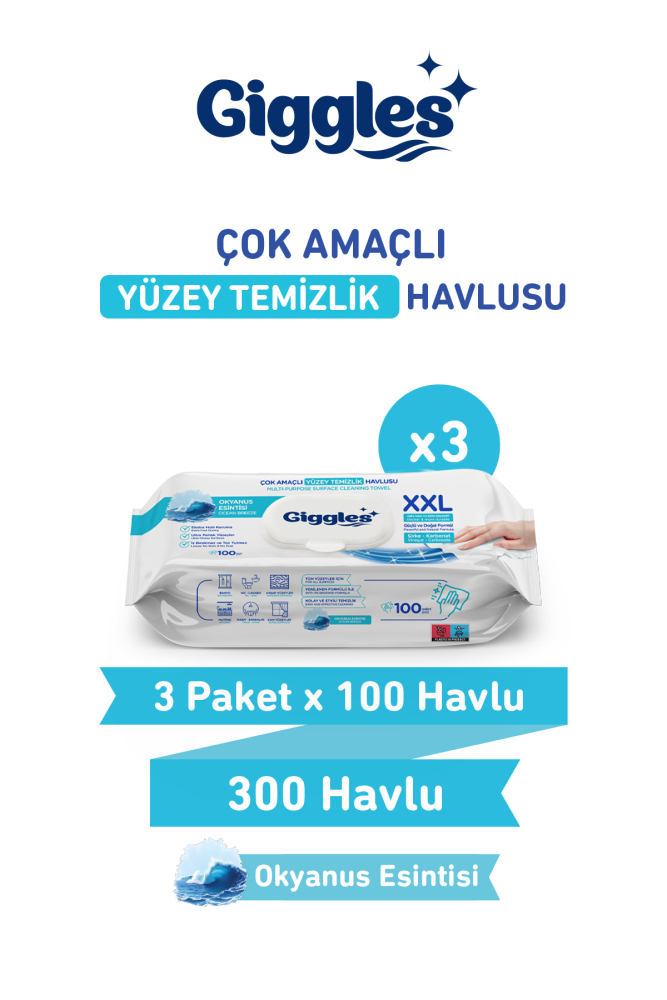 Giggles XXL İz Bırakmayan Yüzey Temizlik Havlusu - (Okyanus Esintisi ...